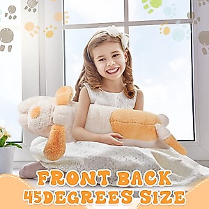 Queekay Dog Body Pillow Dog Stuffed Animals Plush Long Body Pillow for Dogs Large Sleeping Hugging Dog Pillow Christmas Birthday Gifts for Kids(23.6 Inch,Beige)