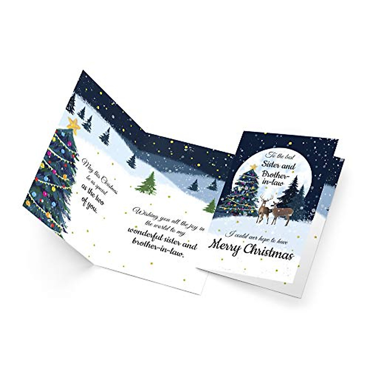 Christmas Card Sister and Brother In Law (Husband), Prime Greetings, Made in America, Eco-Friendly, Thick Card Stock with Premium Envelope 5in x 7.75in, Packaged in Protective Mailer
