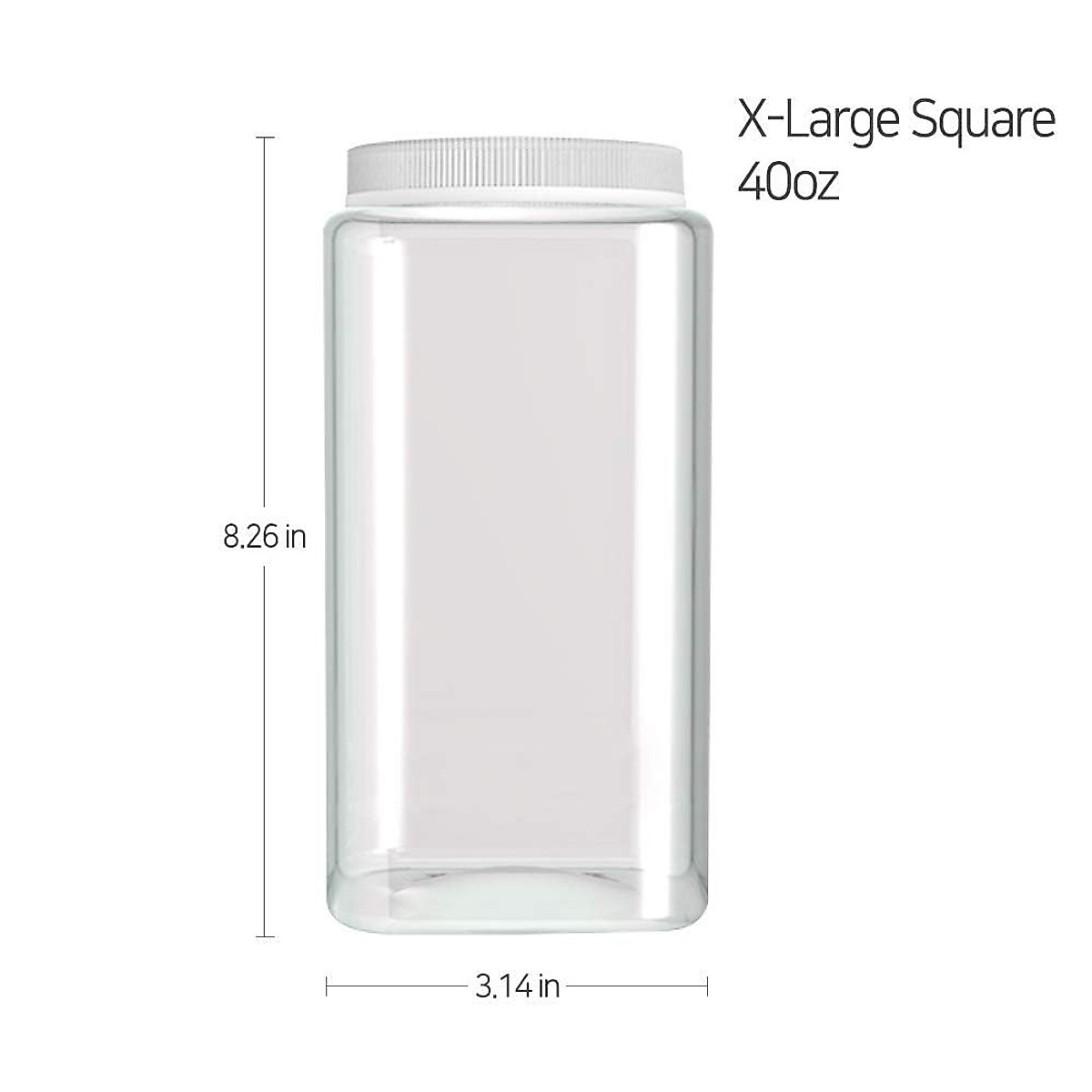 Silicook Clear Plastic Jar, Set of 3-40oz, Square Shaped, Transparent, Food Storage Container, Kitchen & Household Organization for Dry goods, Spices, Vegetables, Ingredients and More