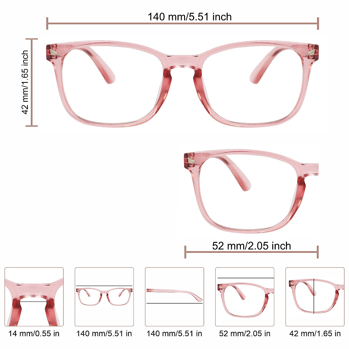 WINTOO Blue Light Glasses for Woman Men | 99% Blue Light Blocking Glasses | Computer Glassess | Night Driving | Gaming | TV Phone Screen Reader Square Frame | Anti Eyestrain & UV Glare Protection