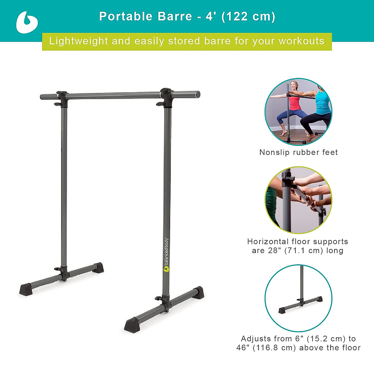 Balanced Body Barre® (Dark Gray, 4 feet (48 inches))