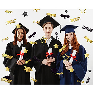 Gold and Black Graduation Confetti 2024, 1000 Pcs Grad Confetti Class of 2024 Party Table Centerpiece for 2024 Graduation Party Supplies