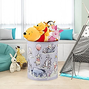 Winnie Storage Basket, Nursery Large Hamper Canvas Laundry Basket Foldable With Waterproof Pe Coating,For Kids Boys And Girls, Bathroom, Bedroom, Clothes,Toy Bin