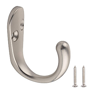 Amazon Basics Robe Hook - Satin Nickel, 5-Pack