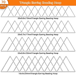 70Pcs Triangle Earring Beading Hoop,4Sizes Silver Earring Bead Connector Links Open Bezels Linking Rings Earrings Pendant for DIY Jewelry Making Finding,Earring Necklace,Crafts Supplies