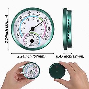 4 Pieces Indoor Outdoor Thermometer Hygrometer 2 in 1 Temperature Humidity Gauge Analog Hygrometer for Indoor Office Home Room Outdoor, No Battery Required, in Green and White