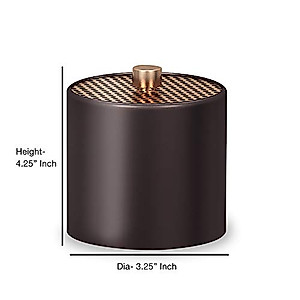 nu steel Selma Decorative Steel Bathroom Vanity Countertop Storage Organizer Canister Jar for Cotton Swabs, Rounds, Balls, Makeup Sponges, Bath Salts - Copper & Oil Rubbed Bronze