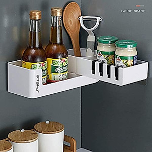 SUNFICON Expandable Bathroom Storage Shelf Adhesive Shower Caddy with Hooks Wall Mounted Kitchen Spice Rack Organizer No Drilling Shower Shampoo Holder 4 Clear Adhesive Stickers Affordable Gift White