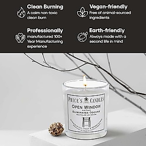Price's - Open Window Jar Candle - Odour Eliminating Candle - Made with Lily, Violet and Orange Flower Extracts - Clean, Fresh, Quality Fragrance - Long Lasting Scent