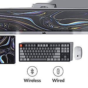Keychron K8 Wireless Bluetooth/USB Wired Mechanical Keyboard, Hot-swappable Tenkeyless 87 Keys RGB LED Backlit Gateron Blue Switch N-Key Rollover, Aluminum Frame for Mac and Windows