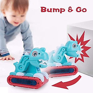 UNIH Musical Baby Toys for 1 Year Old Boy Girl, Infant Crawling Toys Dinosaur Car with Mist and Lights Toys for 6 to 12-18 Months