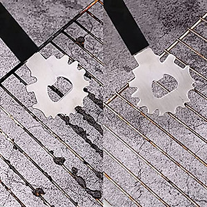 Grill Cleaner - Grill Scraper Has 12 Grooves Fits Most Grill Grate Rescue, BBQ Camping Kitchen Must Have Gadgets and Tools, with Bottle Opener Features (Black)