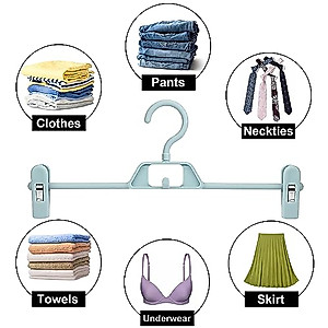 30 Pack Pants Hangers with Clips - POZEAN Plastic Hangers Stackable Skirt Hangers, Clothes Hangers with 360°Rotating & Adjustable Clips, Pants Hangers Space Saving for Pants, Skirts, Shorts (White)