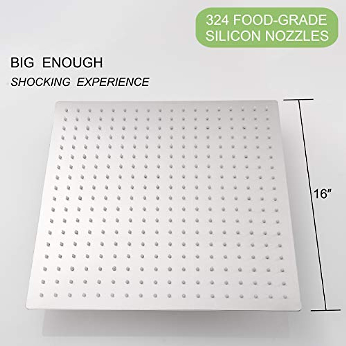 Sd 16 Inch Large Square Rain Shower head, Stainless Steel Shower Head with Polish Chrome Finish, Ultra Thin Waterfall Full Body Coverage with Silicone Nozzle Easy to Clean and Install…