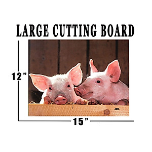 Farm Animal Pig Barnyard Kitchen Glass Cutting Board Barn Decorative Gift Farmhouse Ranch Piglets Design