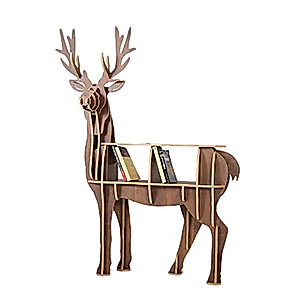 ROLTIN Storage Shelf DVD Bookcase Storage Rack Bookshelf Animal Shelf Male Deer Shape Flower Stand Model Room Coffee Table Clothing Store Landing Decoration (Size : 108 * 52 * 1