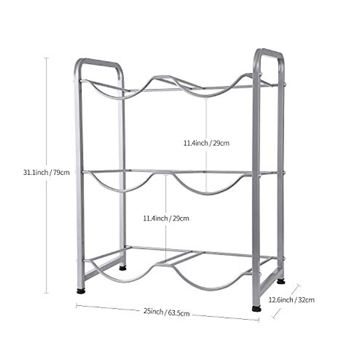 Ationgle 5 Gallon Water Cooler Jug Rack for 6 Bottles, 3-Tier Detachable Water Bottle Holder Heavy Duty Q235 Carbon Steel Water Jug Organizer with Floor Protection for Kitchen Office Home