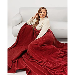 Heated Blanket, Electric Blanket Twin Size 62"x84" with 4 Heating Levels, Super Cozy Soft Polar Fleece Heated Throw, 10H Auto Shut Off & Overheat Protection, Machine Washable, Red