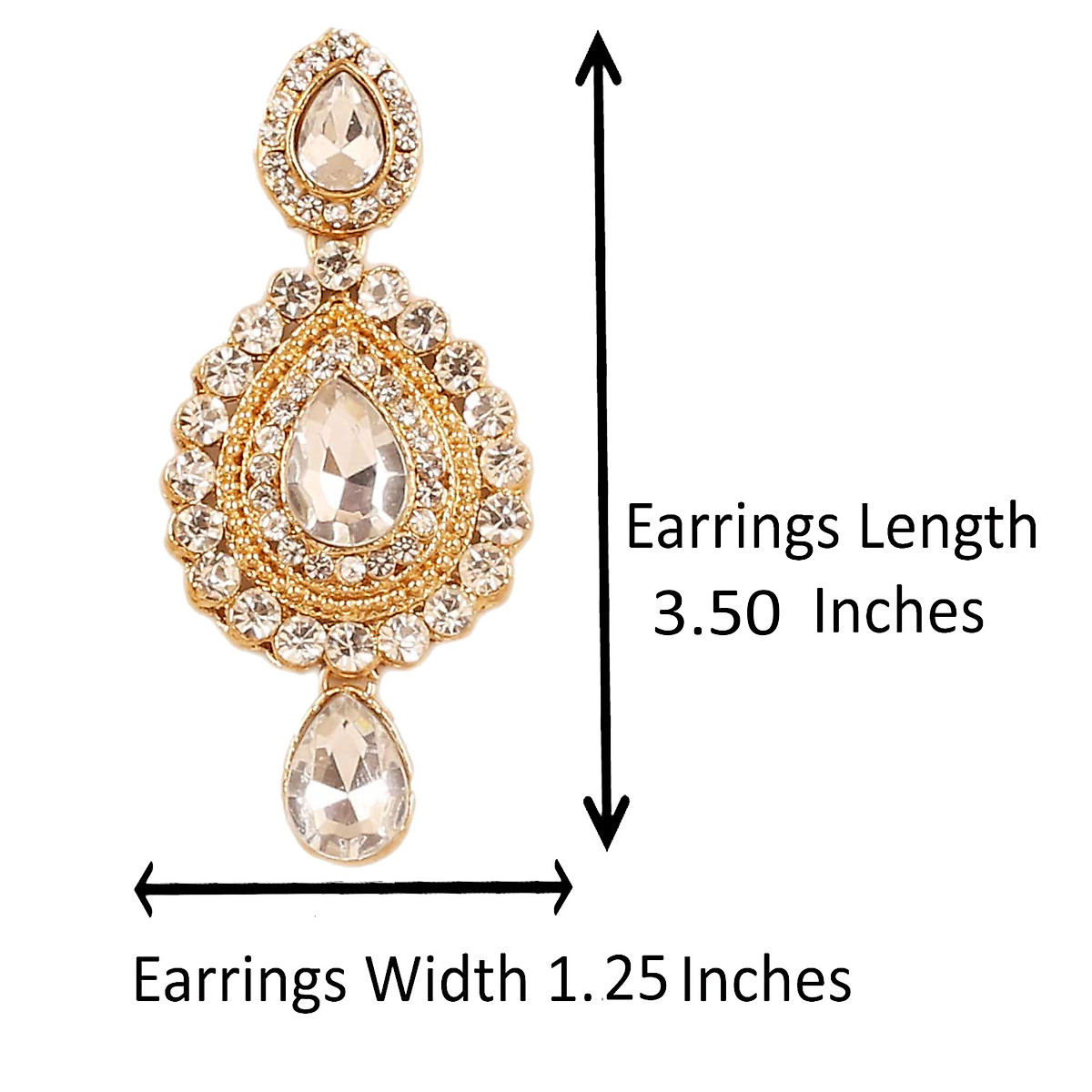 Touchstone Indian Bollywood Desire Contemporary Diamond Look White Rhinestone Designer Jewelry Chandelier Earrings In Antique Gold Tone For Women.