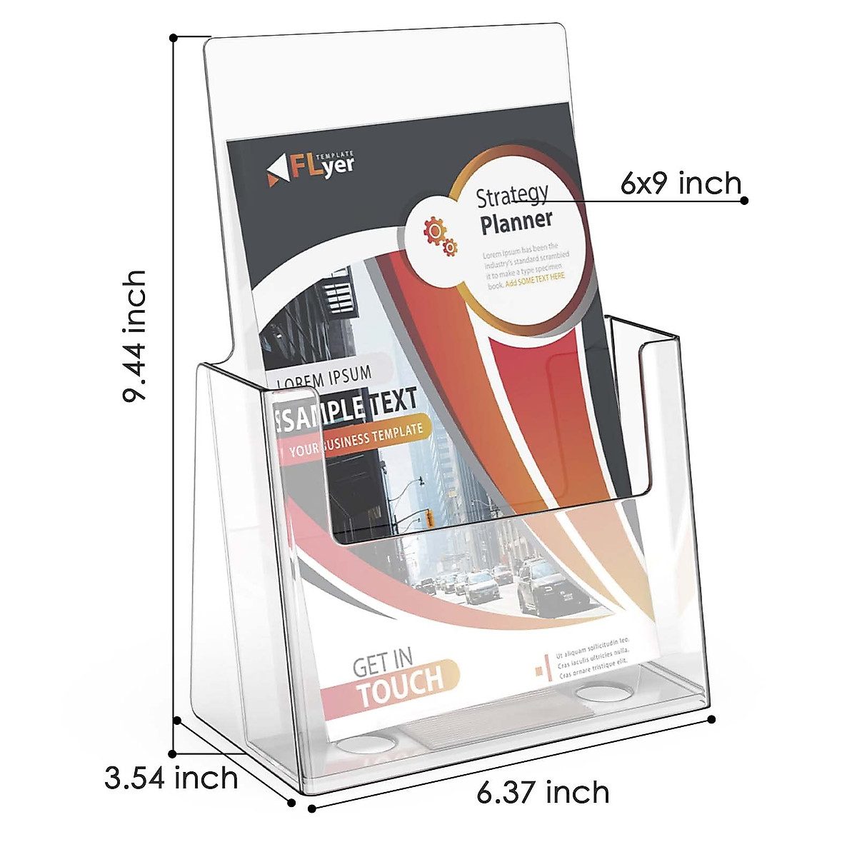 MaxGear Acrylic Brochure Holder 6 x 9 Inches, Clear Literature Holder Acrylic Countertop Organizer Plastic Flyer Display Stand Clear Bi-fold Magazine Holder for Pamphlet, Booklet, Menu, 2 Pack