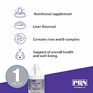 PRN Pharmacal Liqui-Tinic 4X - Iron & Vitamins Oral Nutritional Supplement for Pets- Liver-Flavored Supplement with Iron & B-Complex Vitamins to Support Wellness - 1 Gallon