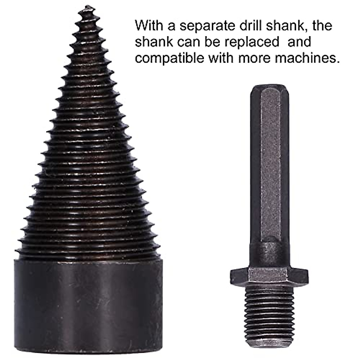 42mm Log Splitter Drill Bit, High‑Speed Wood Splitting Drill, Chopping Tool Steel for Electric Hammer Impact Drill(Hex Shank)