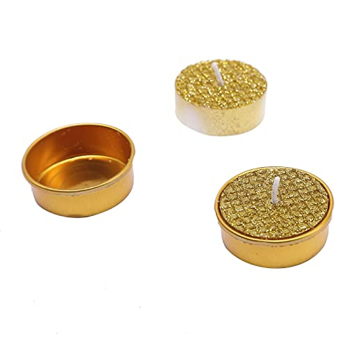 Efavormart Set of 9 Metallic Gold Unscented Tea Light Candles with Textured Design