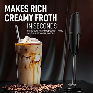 Zulay Executive Series Ultra Premium Gift Milk Frother For Coffee With Improved Stand - Coffee Frother Handheld Foam Maker For Lattes - Electric Milk Frother Handheld For Cappuccino, Frappe, Matcha