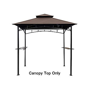 APEX GARDEN Replacement Canopy Top CAN ONLY FIT for Model #L-GZ238PST-11 8' X 5’ Bamboo Look BBQ Grill Gazebo (Canopy Top Only) (Brown)