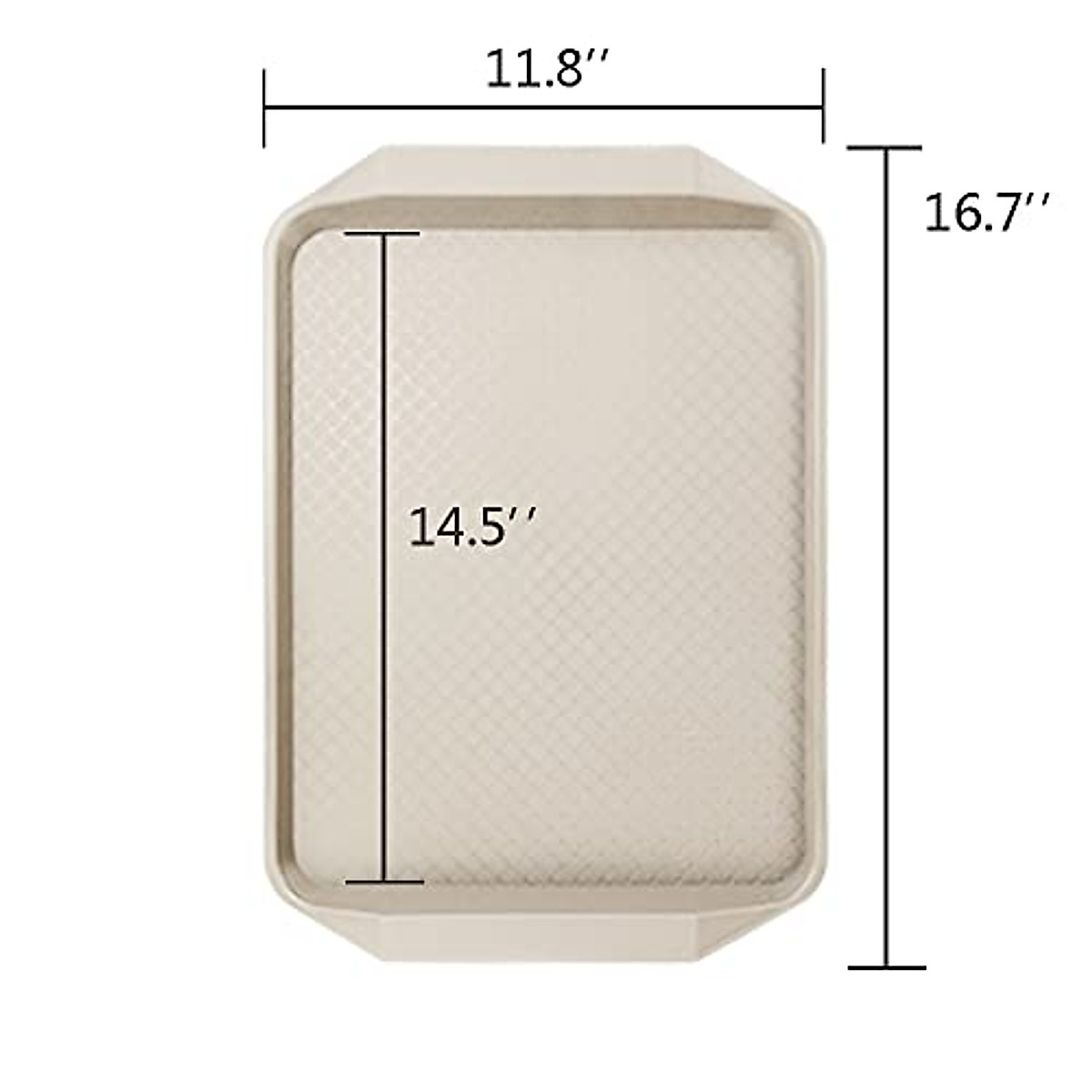 Pekky Plastic Fast Food Trays for Eating, Rectangle Serving Tray with Handle, 16.7" x 11.8", Set of 6