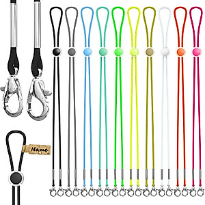 Tripho 10pcs Elastic Mask Lanyard Upgraded No Sharp Zinc Alloy Safe Hook and Name Tag, Adjustable Length Elastic Strap, Ear Saver Mask Extender Mask Holder for Kids Adults