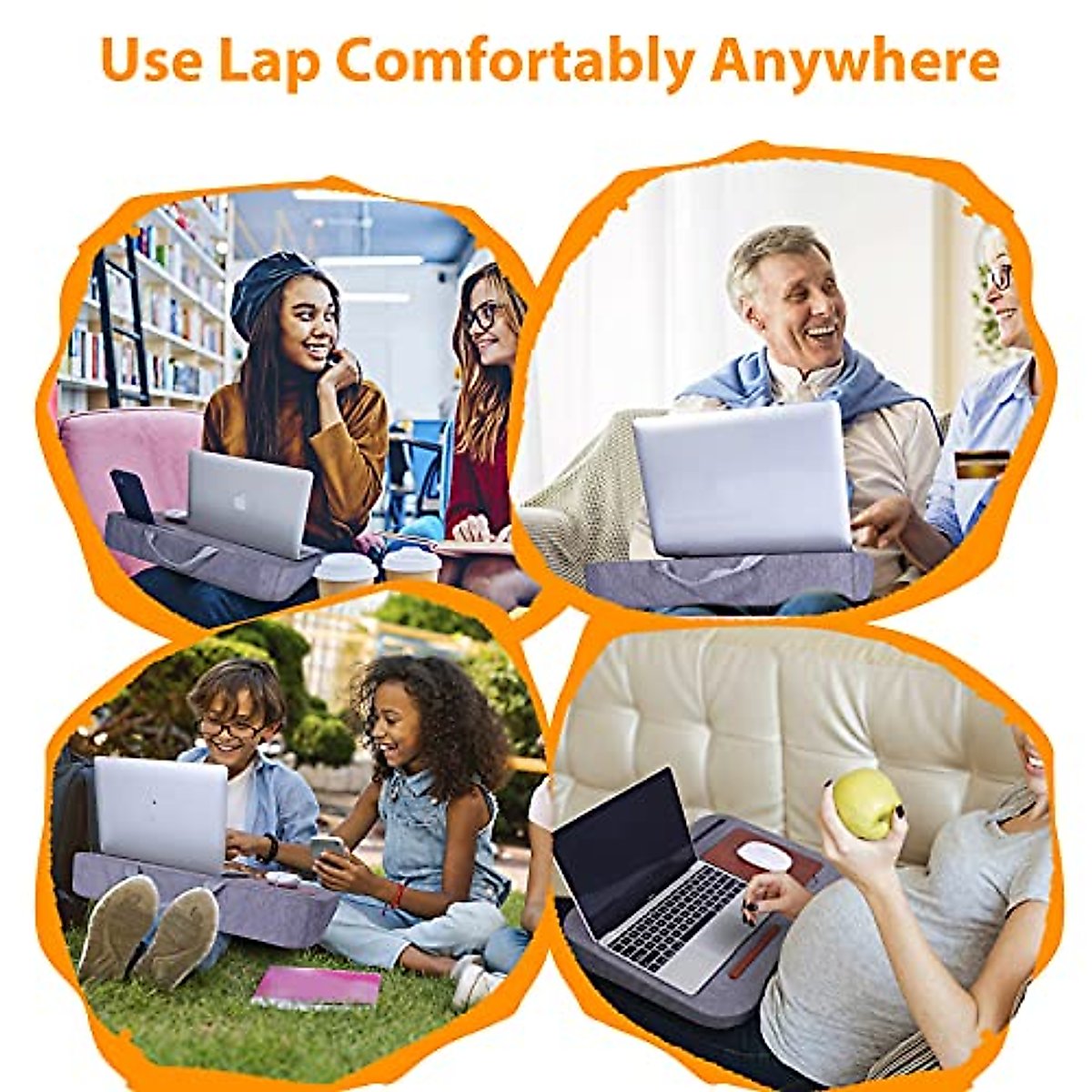 Laptop Lap Desk, Lap Laptop Desk laptop Table Tray Stand Portable Laptop Bed Desk Computer Lap Desk Laptop Desk for Bed Sofa Laptop Table W/ Cushion Mouse Pad Storage Holder for Work, Write, Read, Eat
