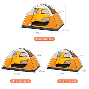 MOON LENCE Camping Tent 2 Person Tent Easy Setup Outdoor Tents Waterproof Double Layer for Camp and Backpacking Orange