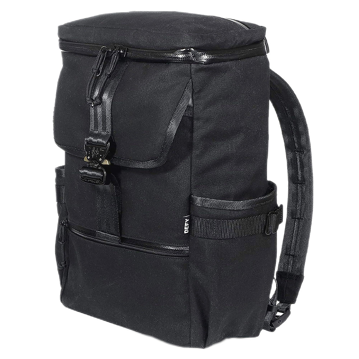 DEFY Menace Backpack 2.0 | Waxed Canvas Backpack | 18 Liter Utility Backpack For Men | Premium Tech Backpack w/ 16 Inch Laptop Sleeve | Water Repellent Travel & Commuter Pack (Black)