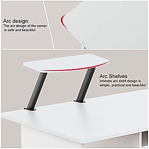 NDGDGA Computer Desk, Desktop Home Modern Simple Style Desk, Creative Desk Writing Desk, Laptop Study Table Office Workstation with Storage Shelves Pullout Keyboard Tray (White-A, 35.4×18.9×28.3in)