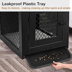 BOEASTER Dog Crate Furniture End Table, Wooden Furniture-Style Dog Crates Indoor Kennel Side Table Nightstand with Storage Drawer & Cushion & Tray for Small Dogs Indoor Use