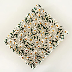 CraftDesignL Linen Daisy Embroiderd Cotton Fabric,Floral Embroidered Fabric,Daisy Fabric,Embroidered Fabric,Dress Fabric,Designer Fabric,Fabric by Yard (Beige)