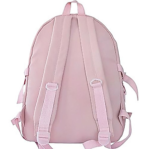 Stylifeo Kawaii Backpack with Cute Cow Plush Kawaii Pin Accessories Large Capacity Aesthetic School Bags Cute Bookbag for Girls Teen Pink