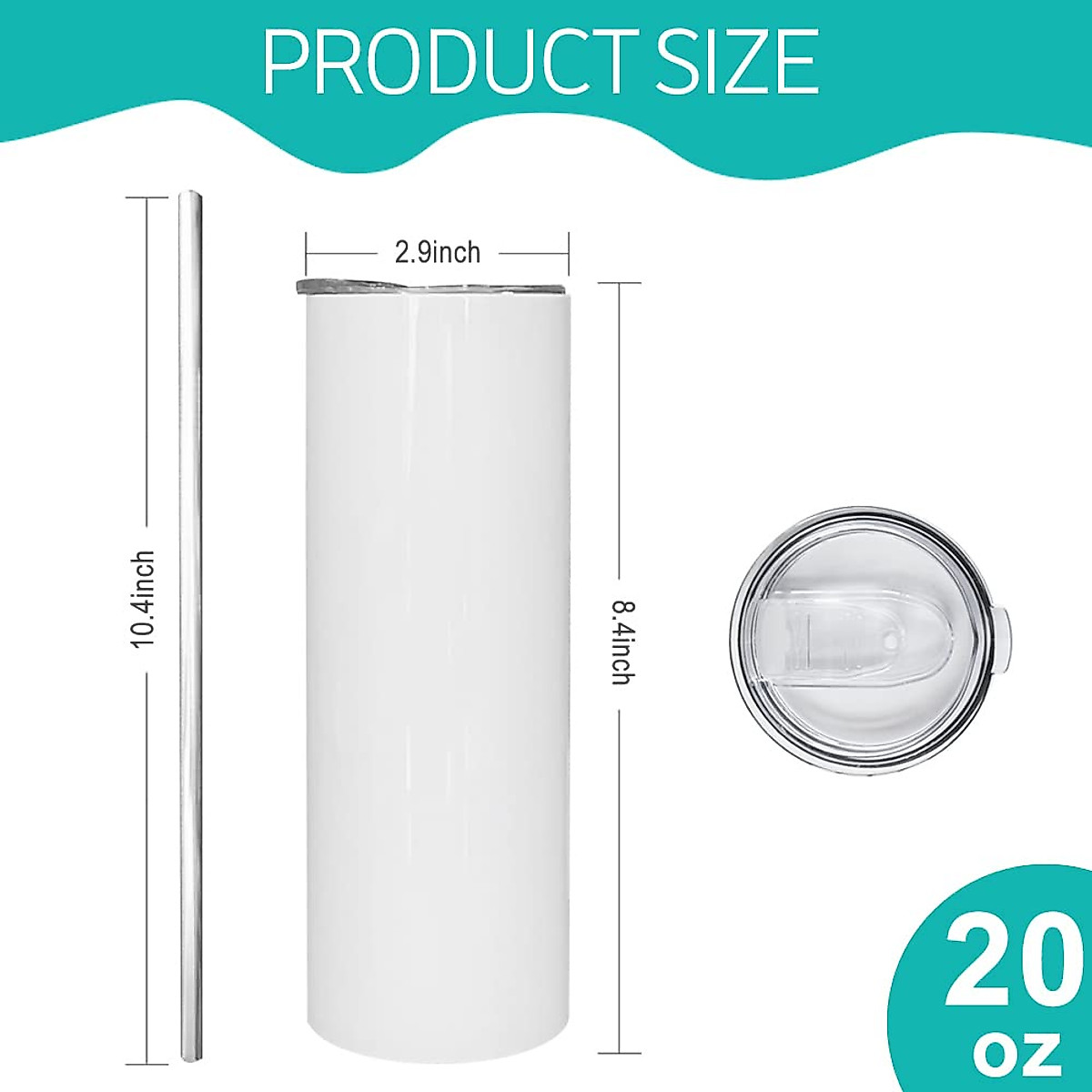 G HEAT-GOO 20oz Sublimation Blank Tumblers Vacuum Insulated Tumblers with Closed Lids and Straws, Double Wall Stainless Steel Travel Mugs, 4 pack