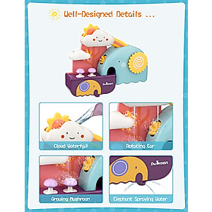 TI-TOO Baby Bath Toys, Fun Simple Physics Educational Bathtub Water Toy for Toddlers 1 2 3 + Year Old, Splash Infant Toys for Boy Girl Bath Time, Safe Colorful Skin Friendly Waterwheel Bathing Toy