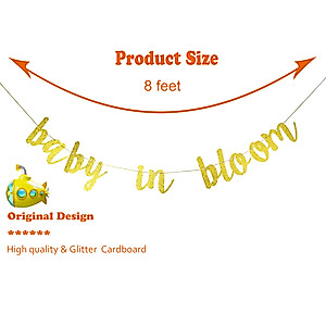 StarsGarden Gold Glitter Baby in Bloom Banner,Welcome Baby Bunting Garlands, Baby ShowerParty Decorations Supplies, blue
