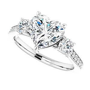 JEWELERYIUM 4 CT Heart Cut Colorless Moissanite Engagement Ring, Wedding/Bridal Ring Set, Solitaire Halo Style, Solid Sterling Silver Vintage Antique Anniversary Promise Ring Gift for Womens (10)