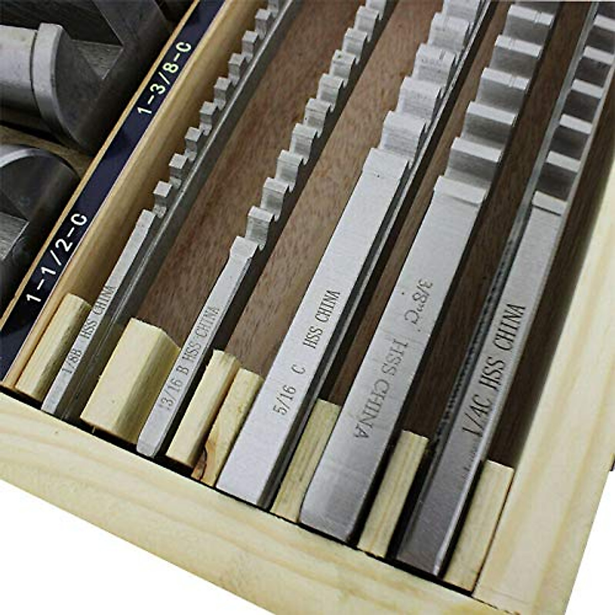 Keyway Broach Sets 30Pcs HSS Inch Industrial Tools for Lathe, B -1/8", B - 3/16", C - 1/4", C - 3/8", C - 5/16" Teeth Keyway Size