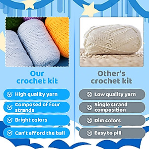 Mayboos Crochet Yarn kit, Yarn for Crocheting, 8 Color 0.88 Oz (25g) Soft Milk Cotton Yarn Skeins Solid Color Knitting Yarn Crocheting with 2 Crochet Hooks Crochet Kit for Beginners Crochet