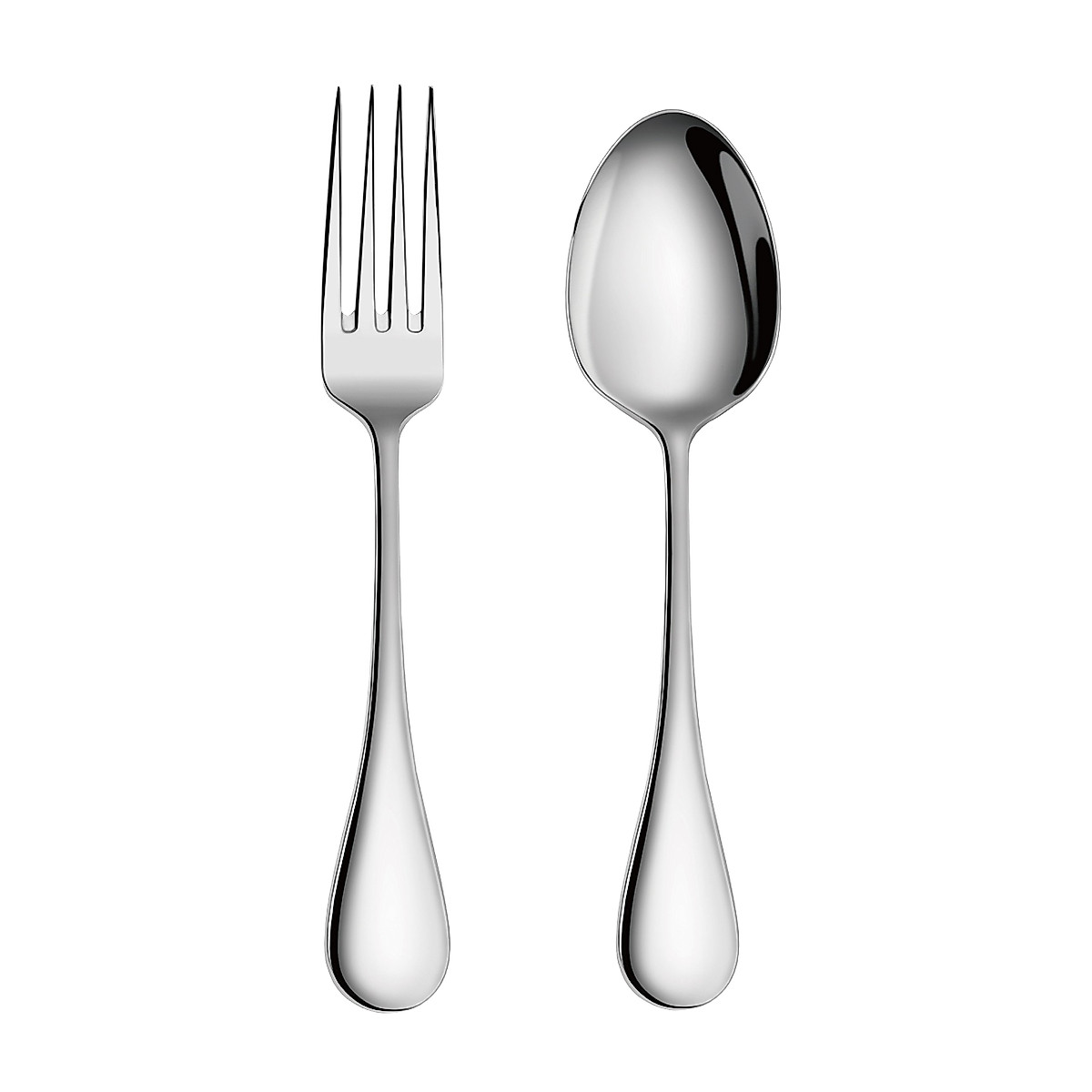 Artaste 56426 Rain 18/10 Stainless Steel Table LARGE SERVING Spoons and Forks Set, of 6 in Each, Silver