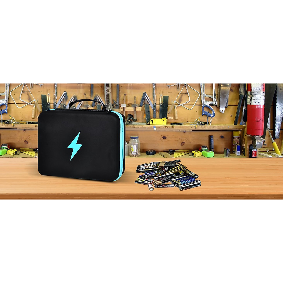 Battery Organizer Storage Case Box with Tester Checker, 220+ Batteries Holder Bag fits for AA AAA AAAA 9V C D Lithium 3V LR44 1.5V CR1632 CR2032 Home Garage Container