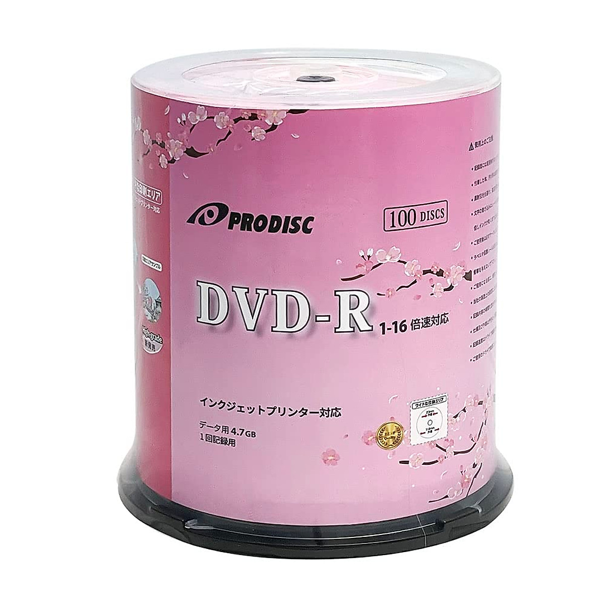 Prodisc DVD-R 16X 4.7GB White Inkjet Hub Printable - 100 Discs (Japanese Limited Edition)
