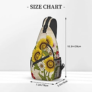 OGNOT Bees Sunflowers Daisy Rose Flowers Sling Bag,Crossbody Sling Backpack Shoulder Chest Bag, For Women Men Travel Hiking Causal Daypack