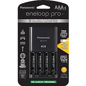 Panasonic K-KJ75K3A4BA Advanced Battery Charger with USB Charging Port and 4AAA eneloop pro High Capacity Rechargeable Batteries