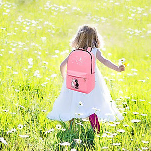 4Pcs Cute Cat Prints Canvas Primary School Bag Rucksack Backpack Set for Girls Elementary Bookbag